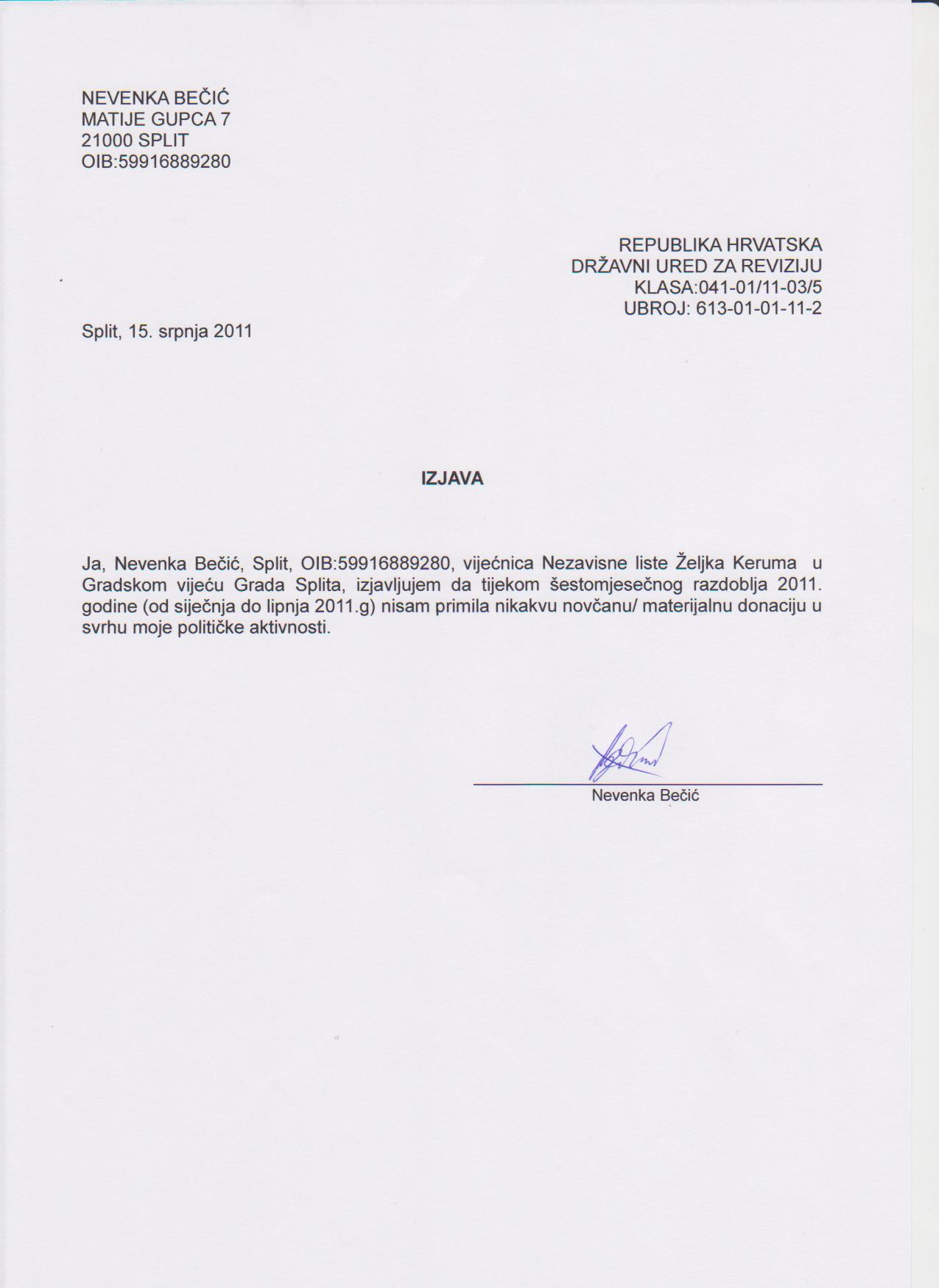Izjave vijećnika Nezavisne liste Željka Keruma o primljenim donacijama ...