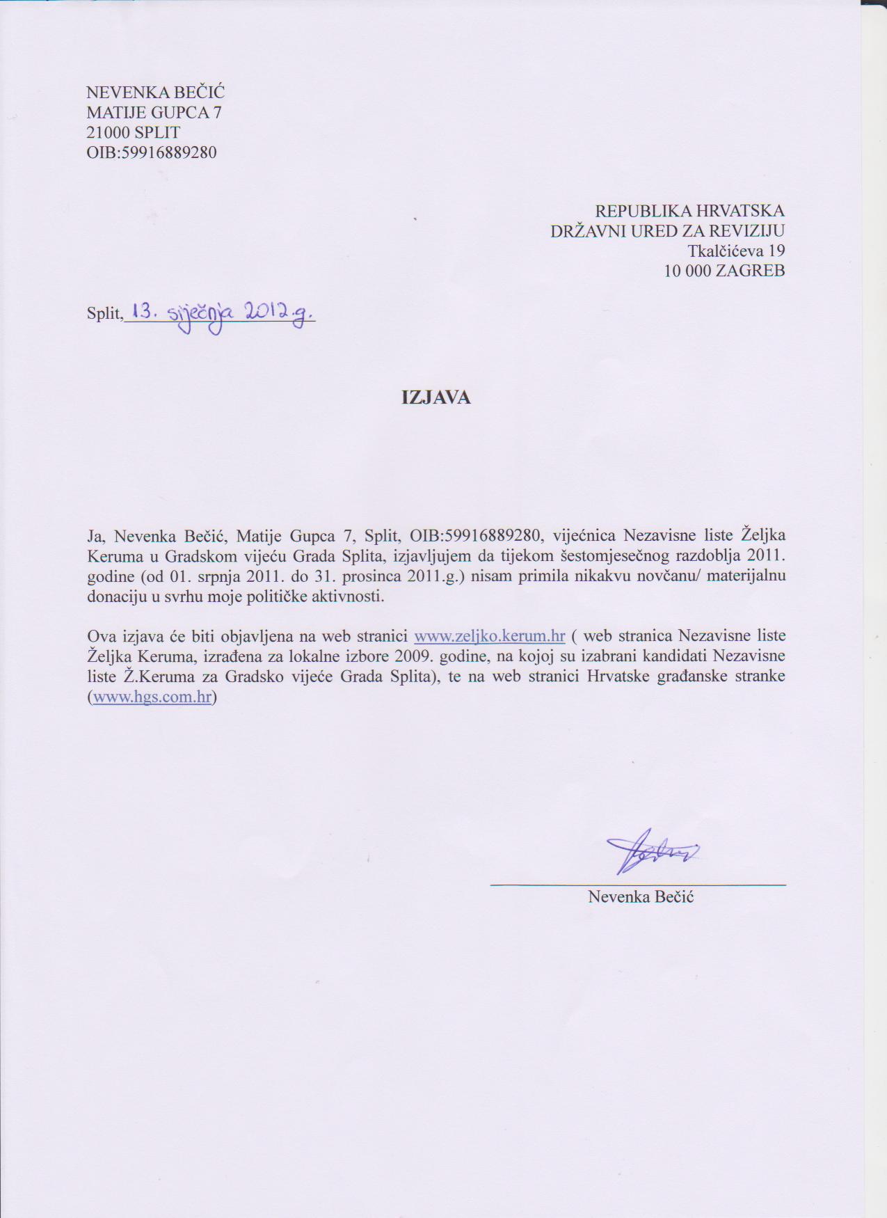 Nevenka Becić : Nezavisna lista Željka Keruma